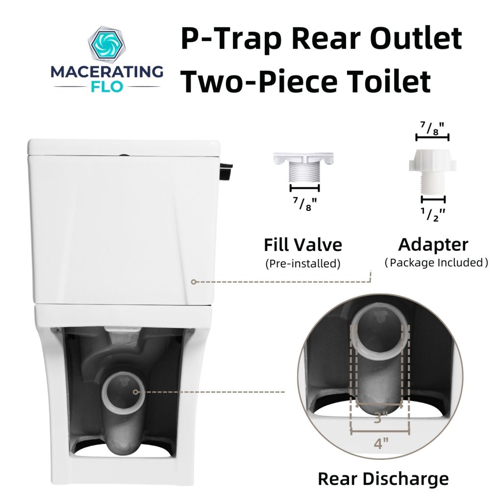 MaceratingFlo R5 Rear-Outlet Toilet Two-Piece Elongated Bowl
